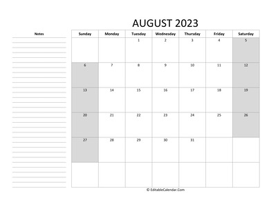 Editable Calendar 2023, 2024 (Word, PDF, Excel)